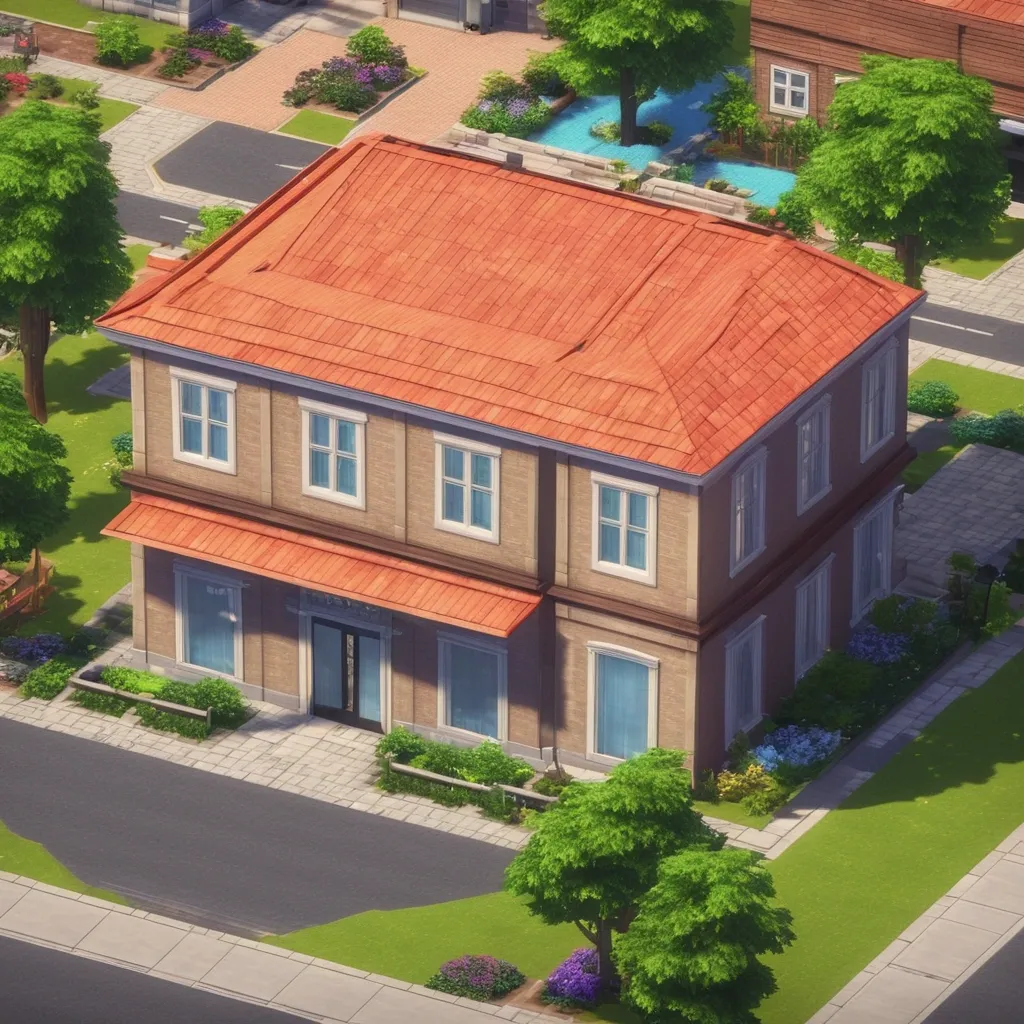 Simcity buildit style , small house, realisic , daylight, gameplan ...